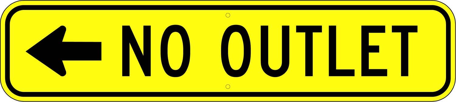 No Outlet Left Arrow Sign (W14-2al) | Cheap Street Signs